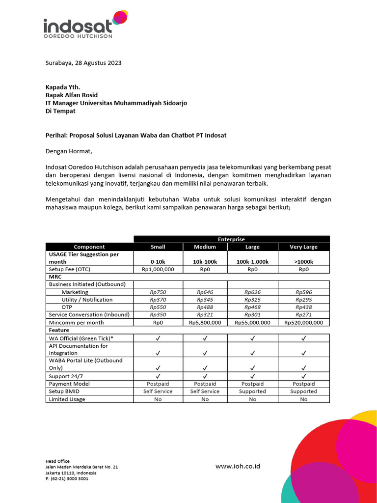 Penawaran Waba Dan Chatbot UMSIDA | PDF