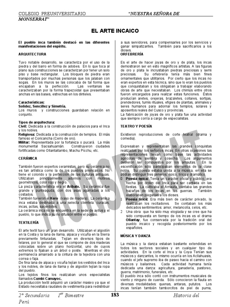El Arte Incaico | Descargar gratis PDF | Imperio Inca