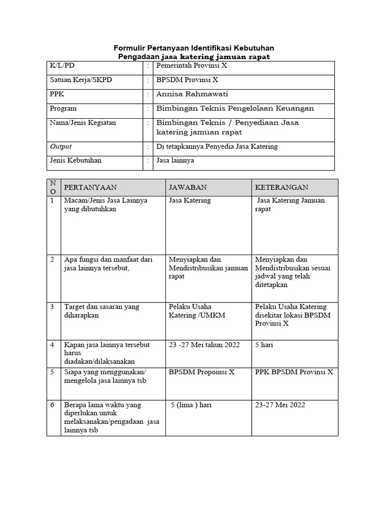 Lampiran 3 - Form Identifikasi Kebutuhan | PDF