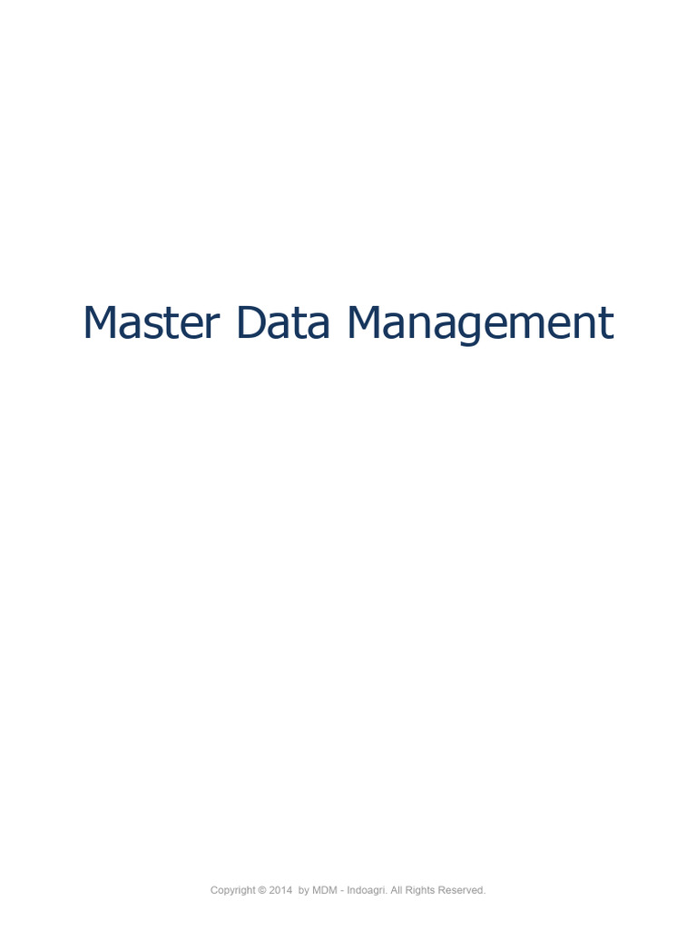 User Manual Master Data Management | PDF