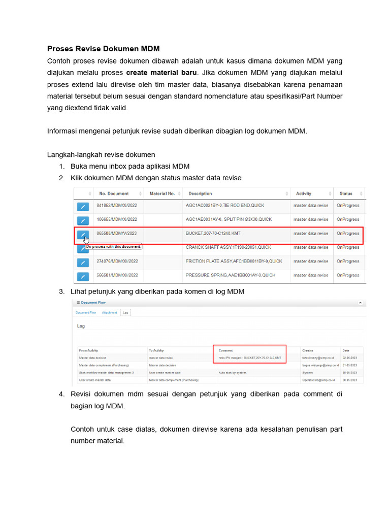 Proses Revise Dokumen MDM | PDF