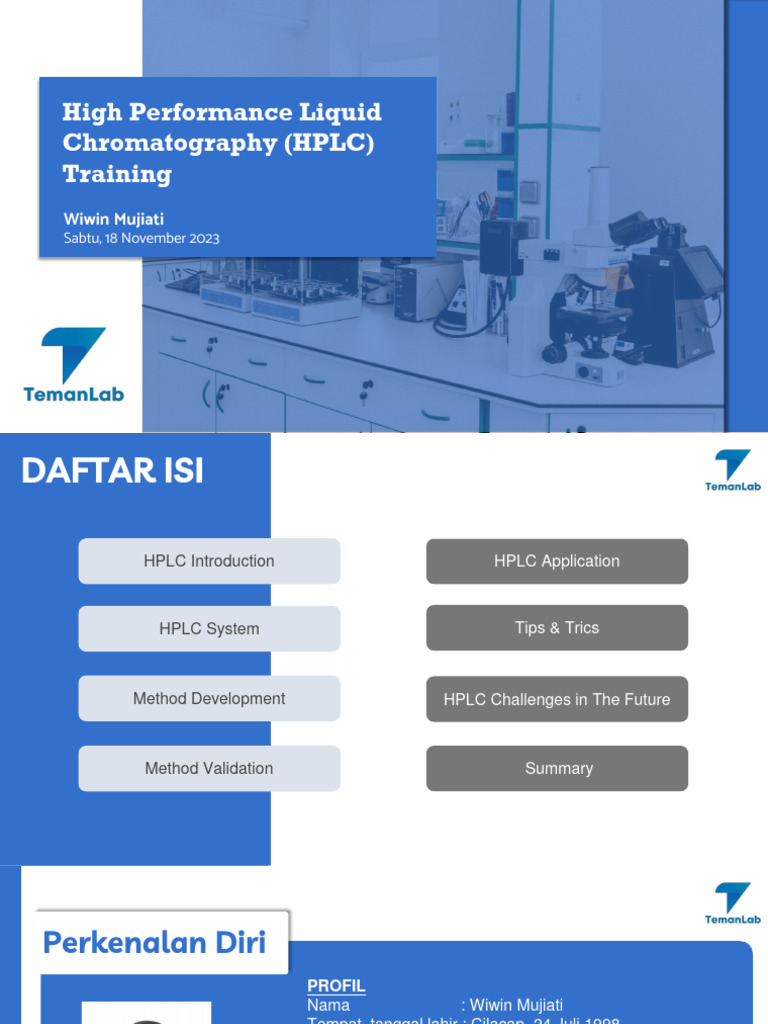 Hplc Training 18112023 Teman Lab Pdf