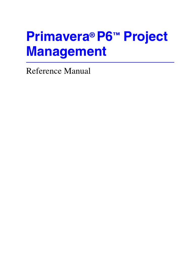 Primavera P6 Manual | PDF