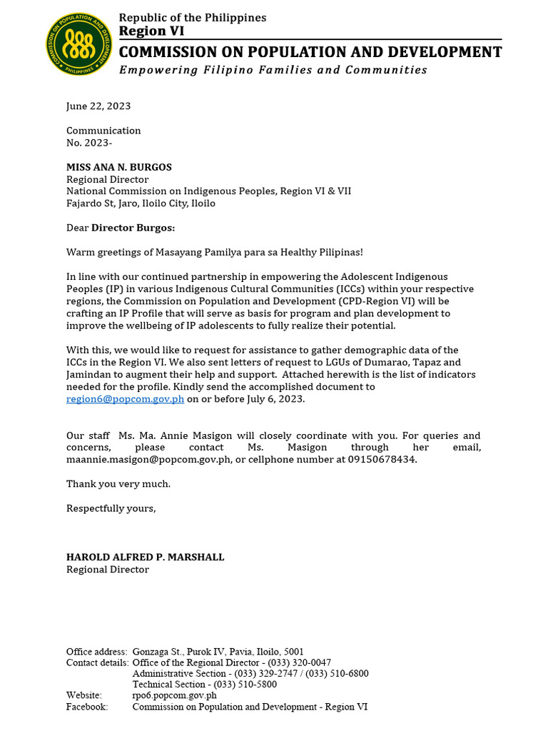 Revised Letter For NCIPDSWD | PDF