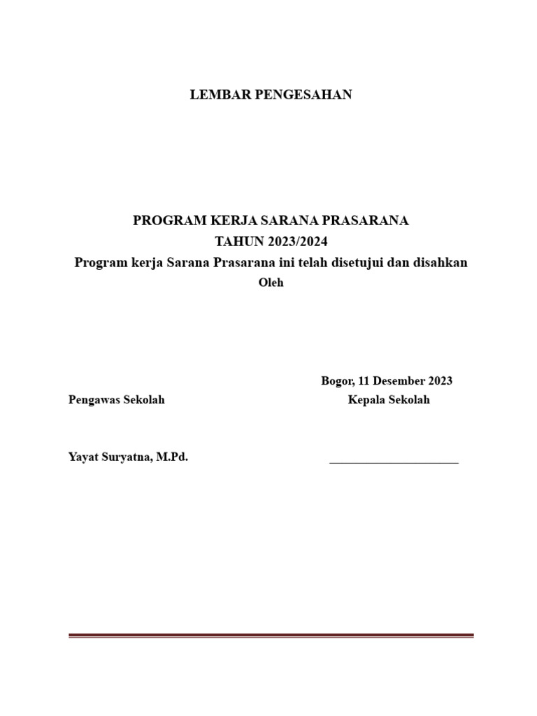 Draf Program Sarpras SDN | PDF
