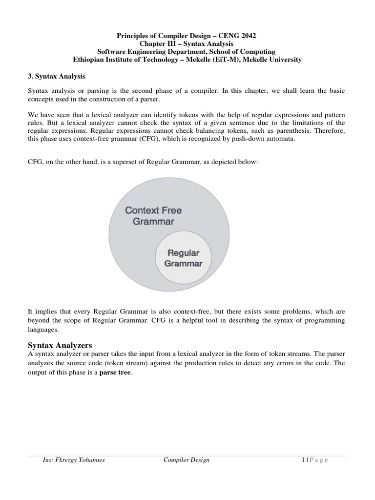 SE Compiler Chapter 3-Parser | PDF