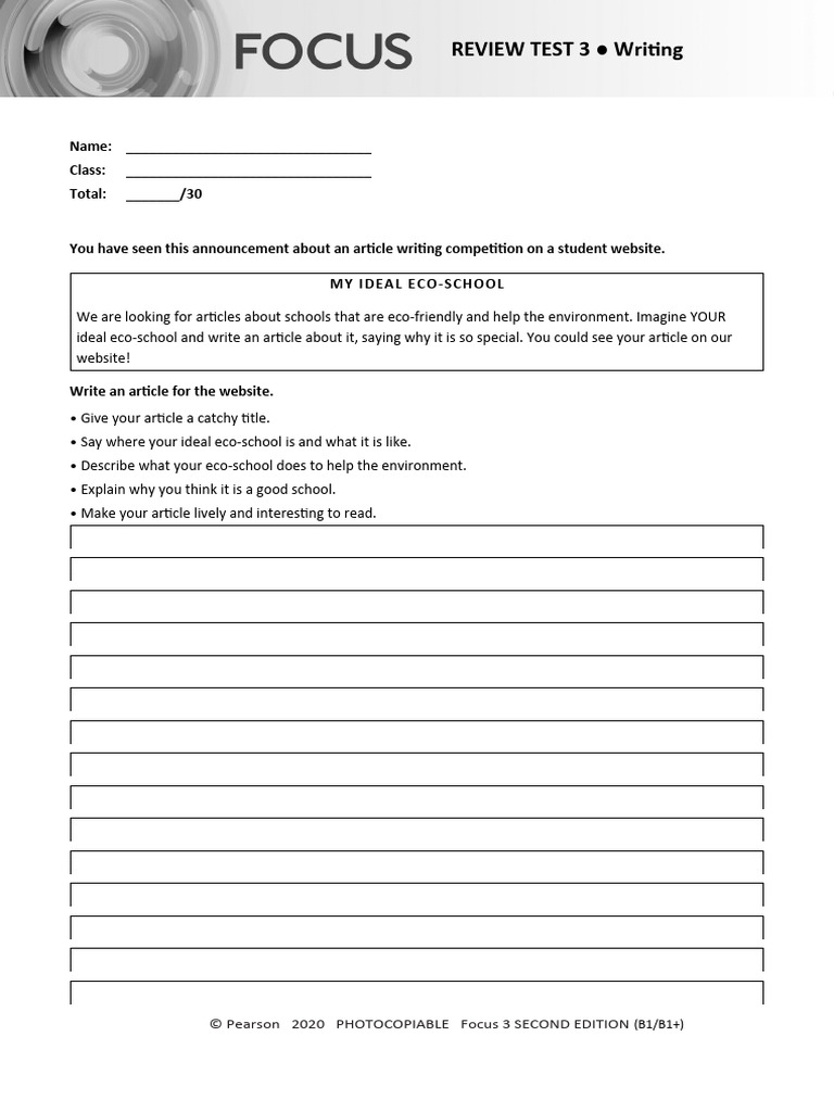 Focus3 2E Review Test 3 Units1 6 Writing | PDF Focus3 2E Review Test 3 Units1 6 Writing | PDF