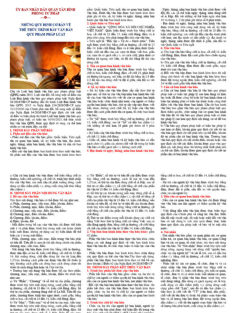 Tờ Gấp Thể Thức Kỹ Thuật Trình Bày Văn Bản QPPL | PDF