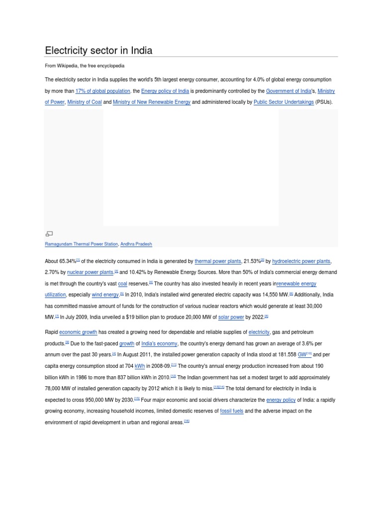 Electricity Sector in India | PDF | World Energy Consumption ...