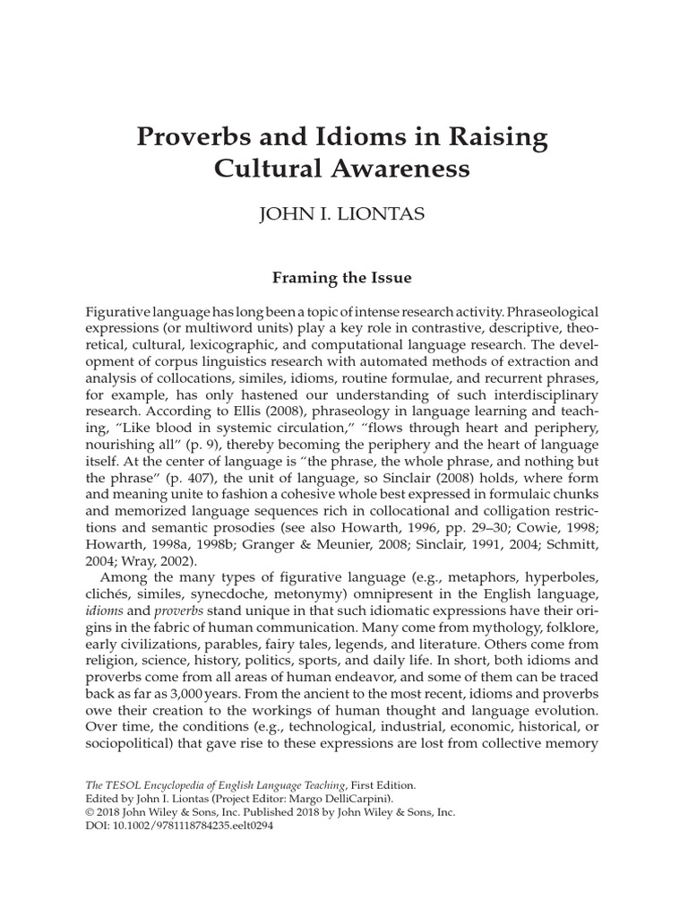 Proverbs and Idioms in Cultural Awareness | PDF | Idiom | Linguistics