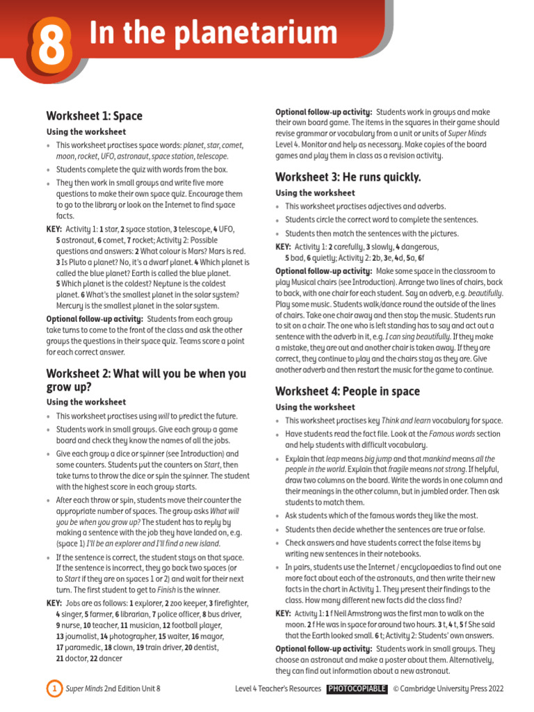 Space Vocabulary and Activities | PDF | Planets | Moon