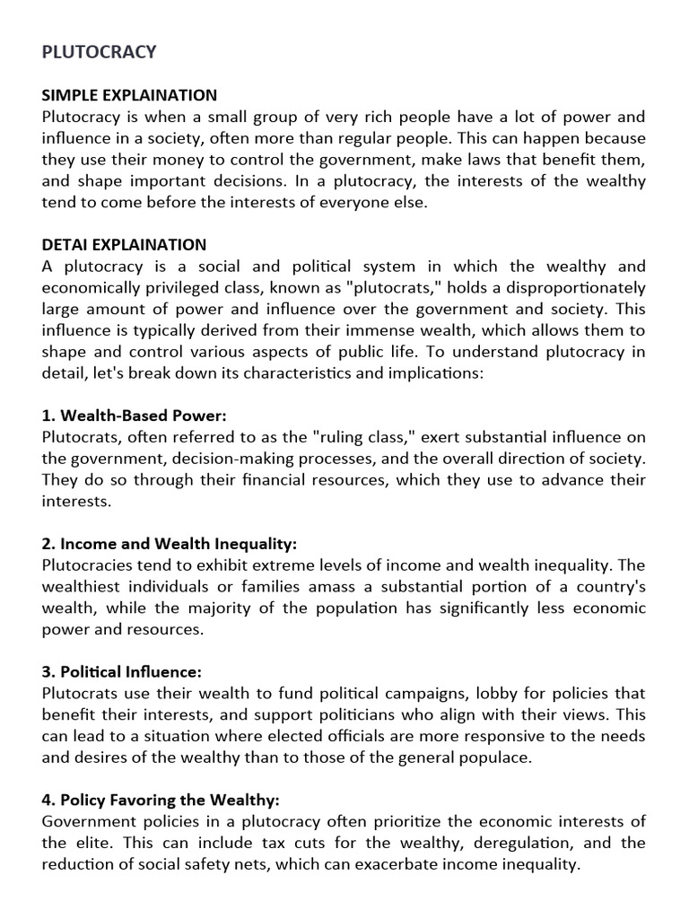 Plutocracy | PDF | Plutocracy | Deception