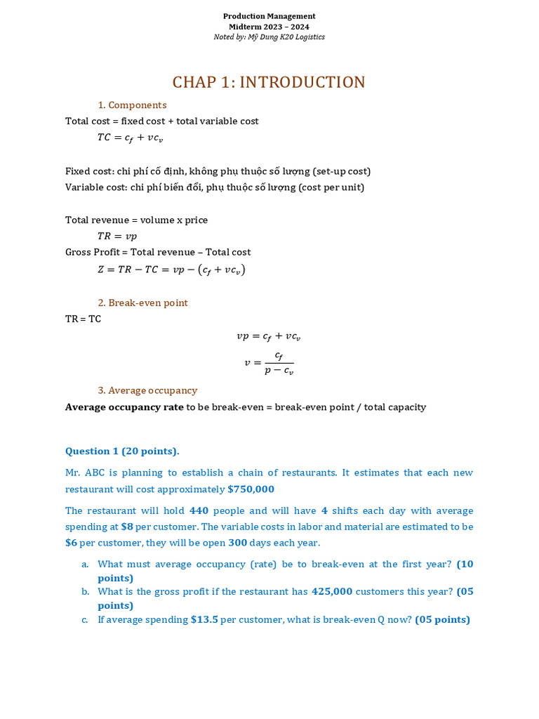 Production Management Midterm Review | Download Free PDF | Forecasting ... Production Management Midterm Review | Download Free PDF | Forecasting ...