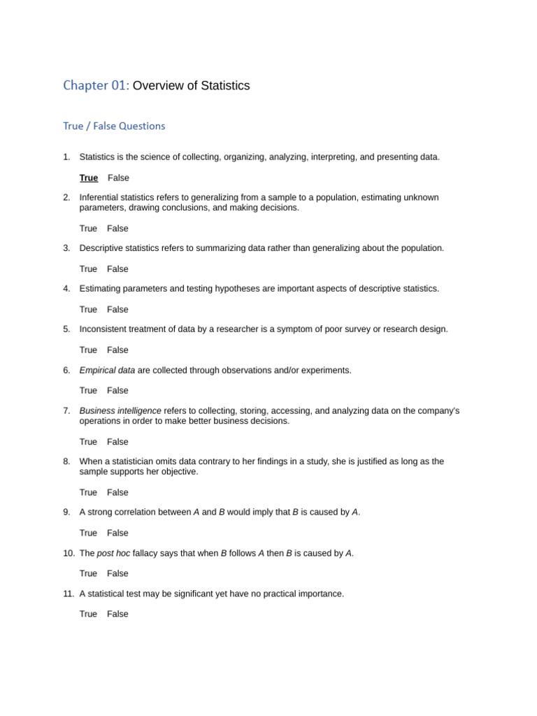 CHAP 1 Multiple Choice | PDF | Statistics | Statistical Inference
