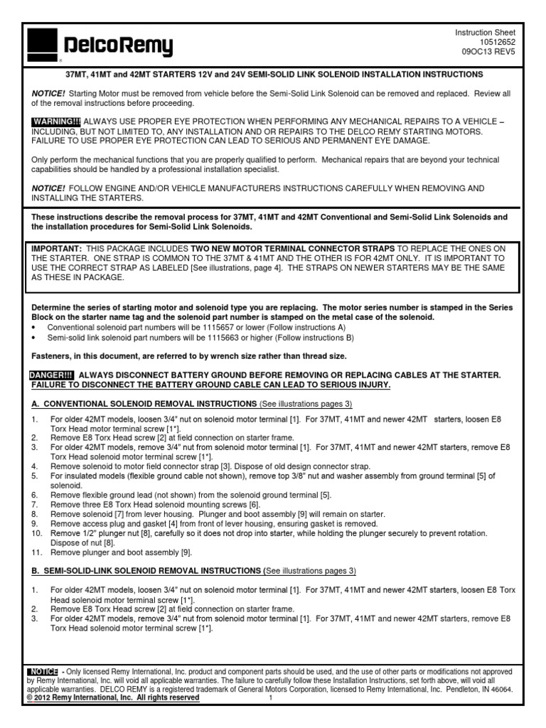 Semi Solid Link Solenoid Installation Instructions 37mt, 41mt and 42mt ...