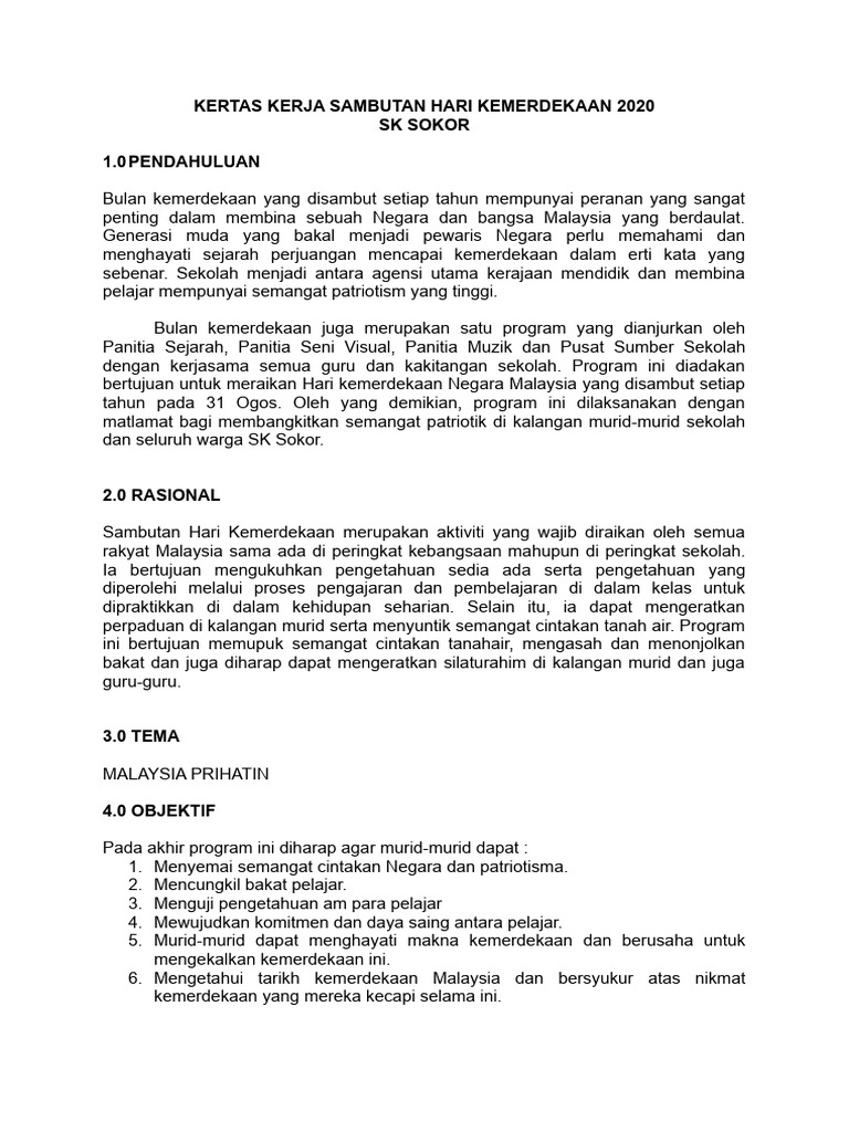 Kertas Kerja Sambutan Hari Kemerdekaan 2023 | PDF