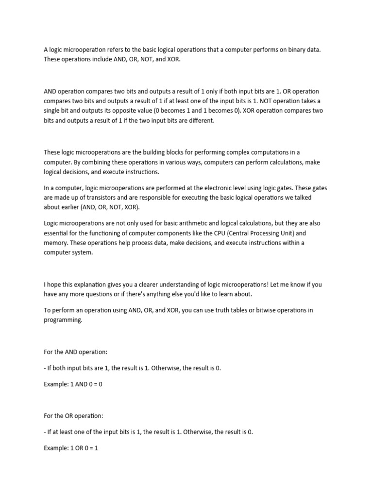 Structured of Digital Computer (Logic Microoperation) | PDF | Logic ...