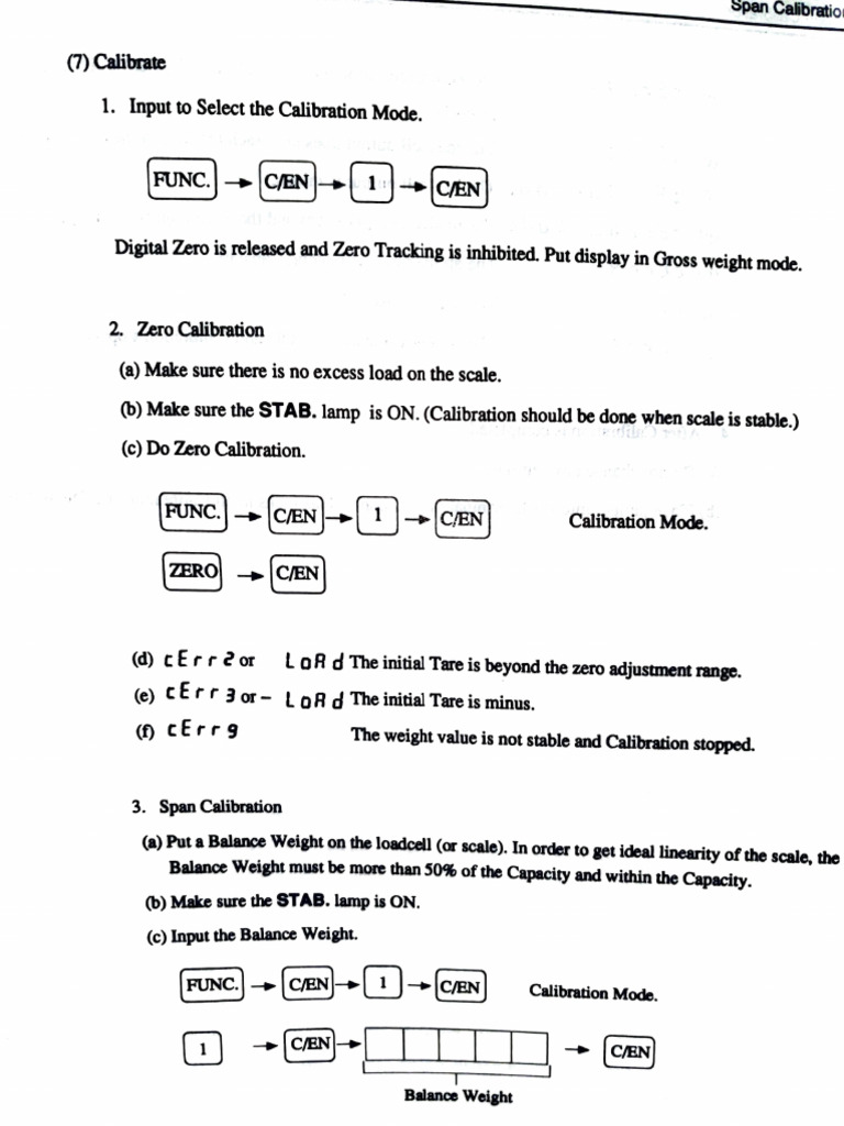 Scale Calibration Procedure Guide | PDF