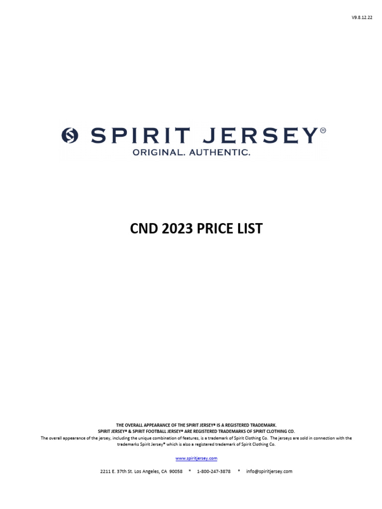 CND 2023 Price List V9.8.12.22 | PDF | Credit Card | Clothing