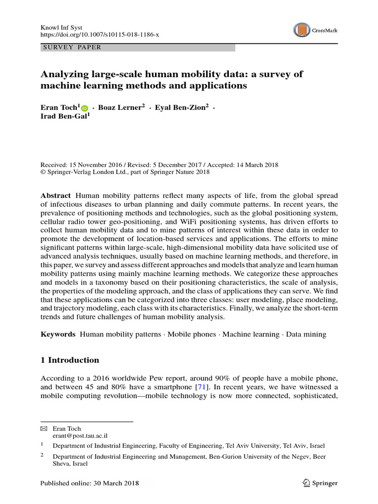 Analyzing Large Scale Human Mobility Dat | PDF | Statistical ...
