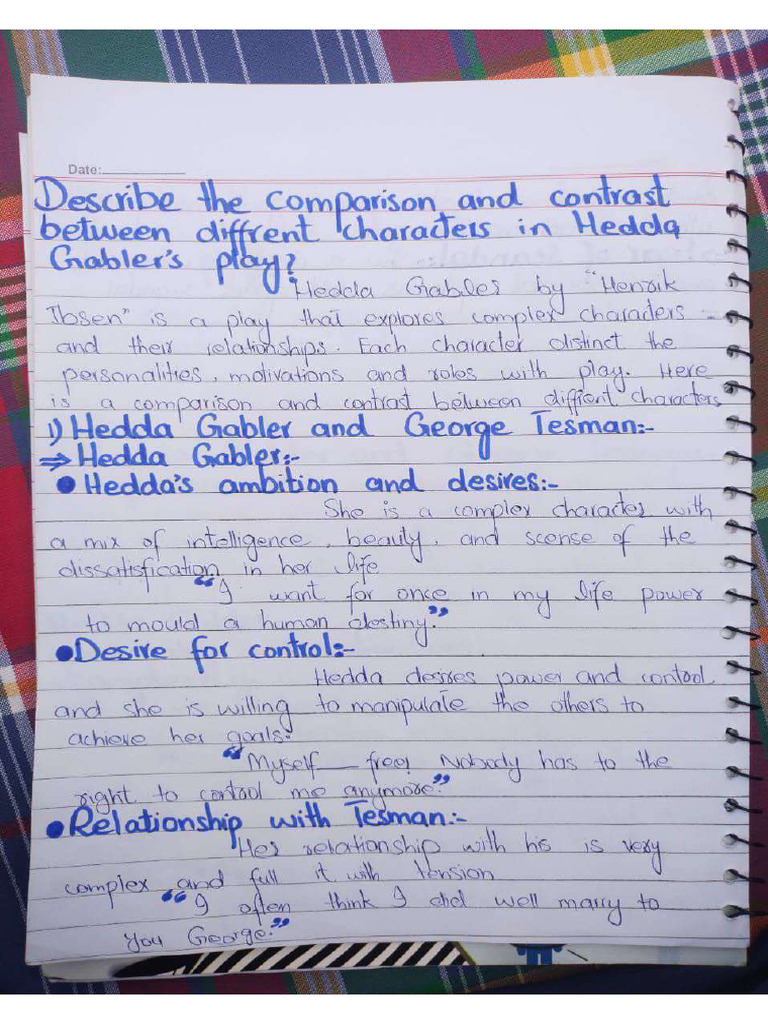 Contract and Comparison Between Different Characters in Hedda Gabler's ...