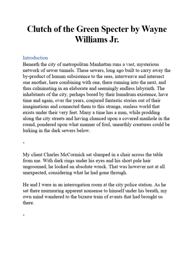 Clutch of The Green Specter by Wayne Williams JR | PDF