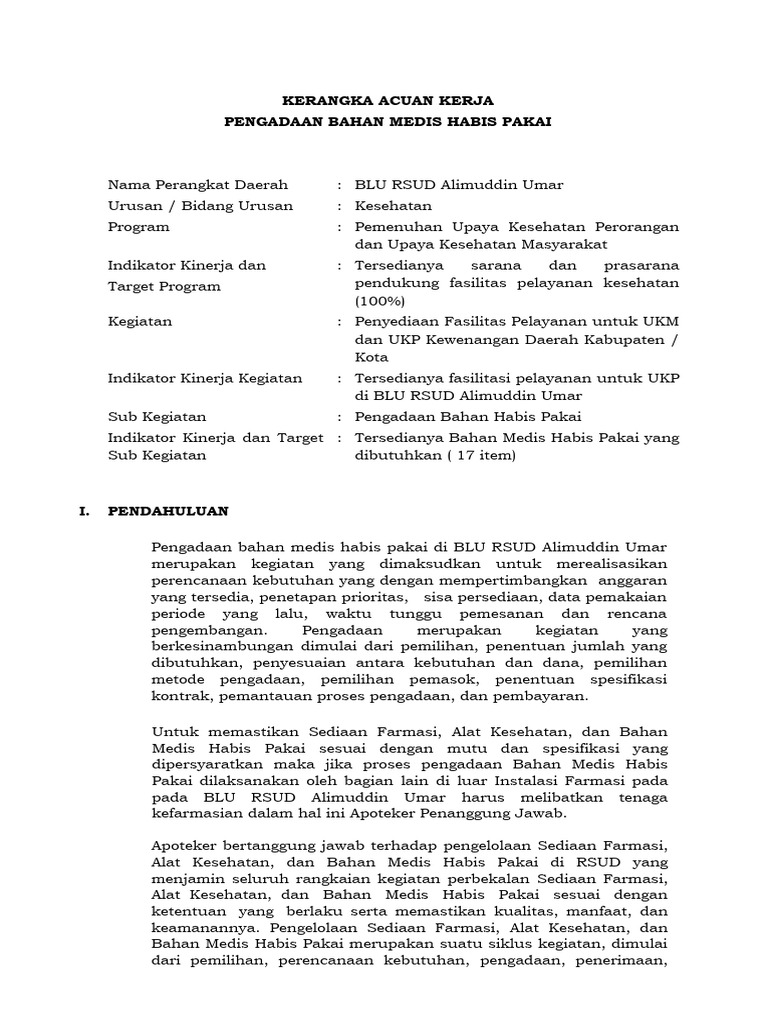 Pengadaan BMHP RSUD Alimuddin Umar | PDF