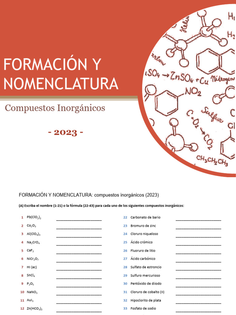 Nomenclatura de Compuestos Inorgánicos | PDF | Ácido | Ion