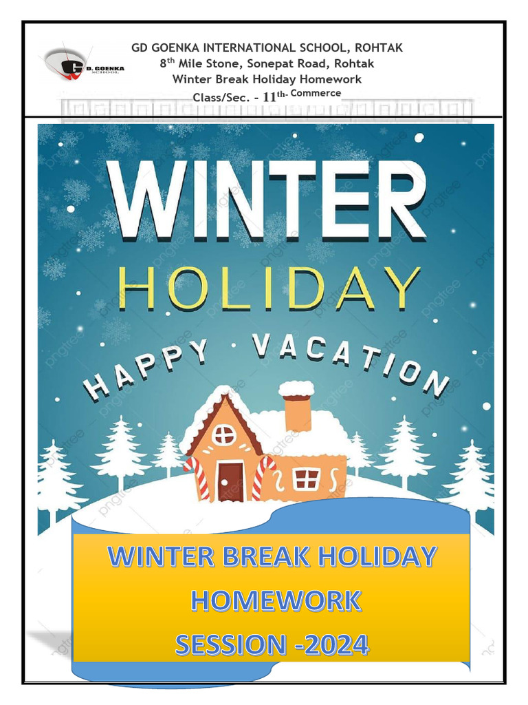 Grade 11 Commerce Winter Vacation Holiday Homework 2024 | PDF
