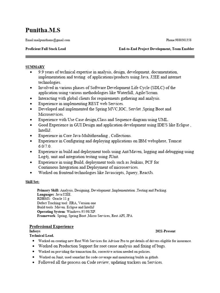 Punitha Java 9plus Years | PDF | Computers