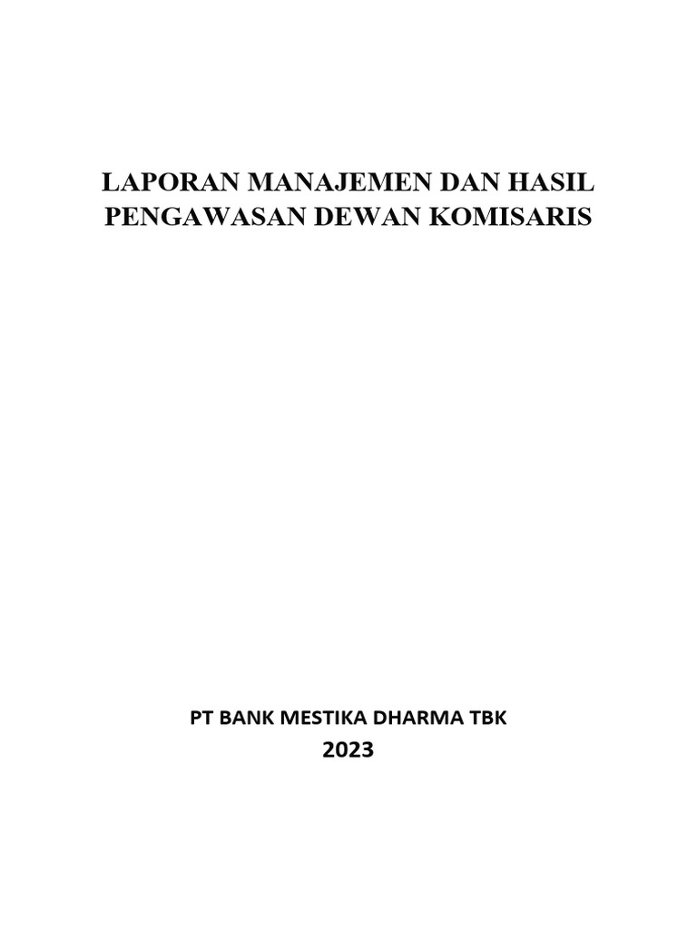 Laporan Manajemen & Pengawasan Dewan Komisaris 2023 2 | PDF