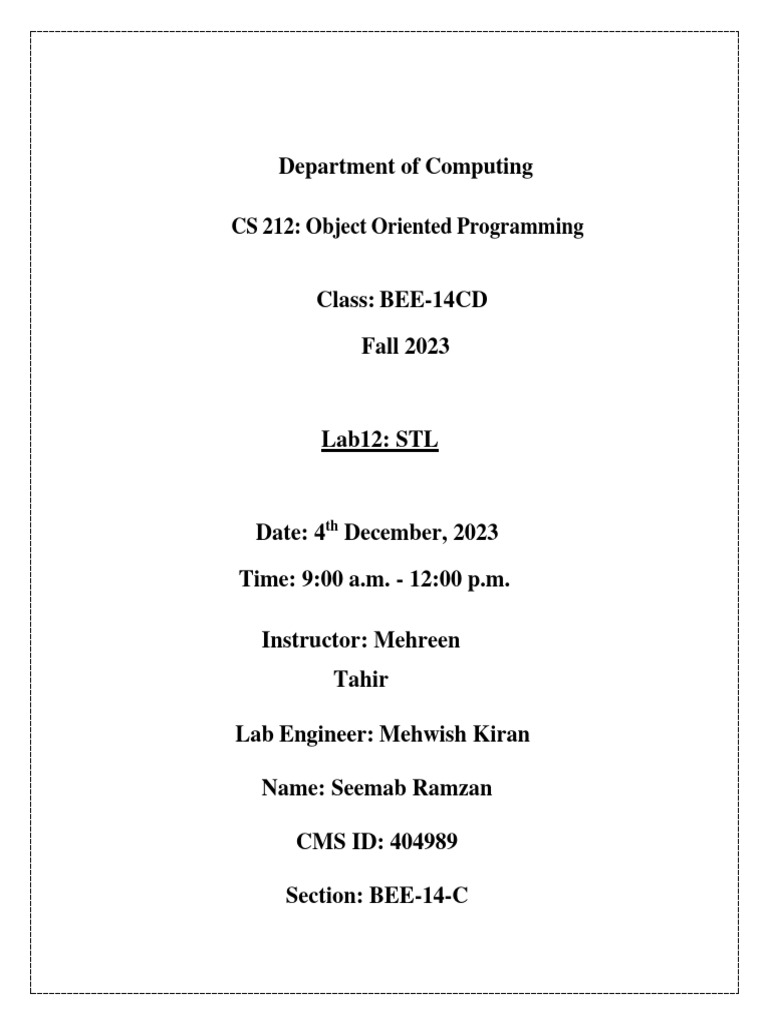 Oop Lab 12 Pdf C Namespace 