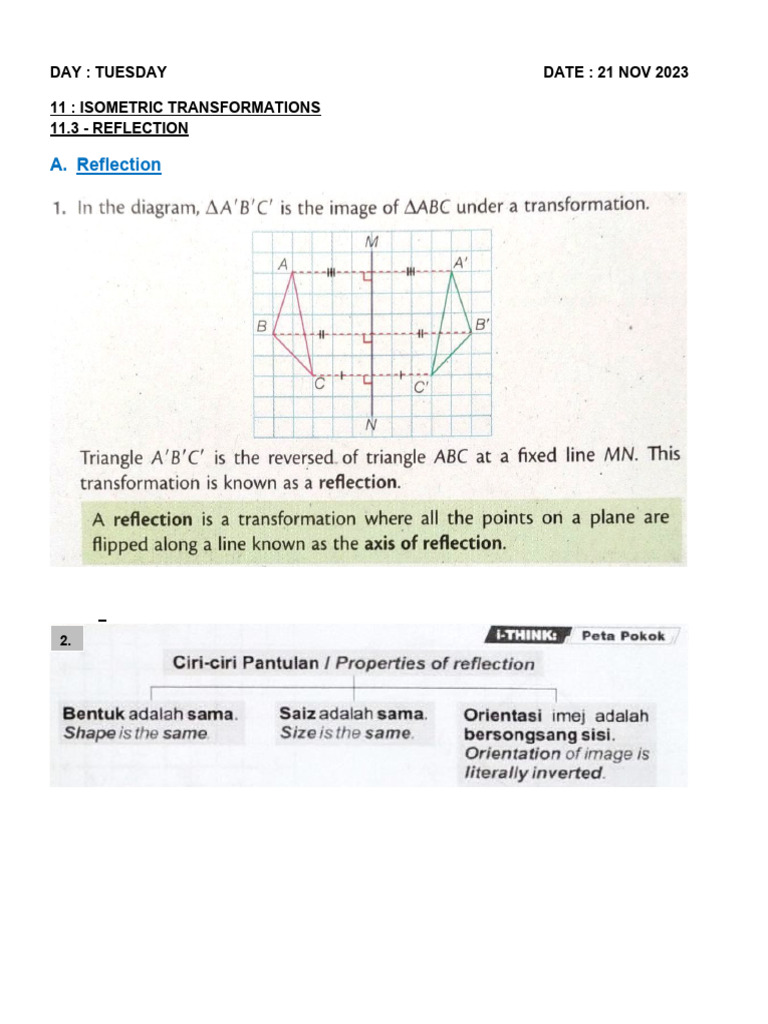 Reflection in Isometric Transformations | PDF | Teaching Methods ...