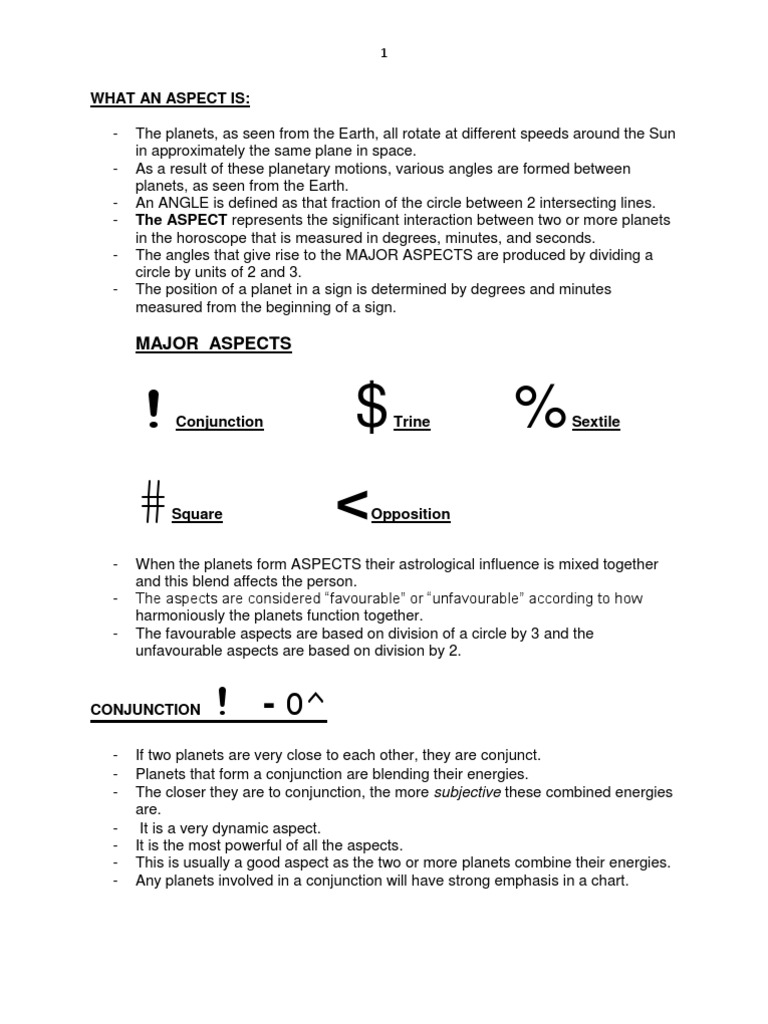 Major Aspects: What An Aspect Is | PDF | New Age Practices | Astrology