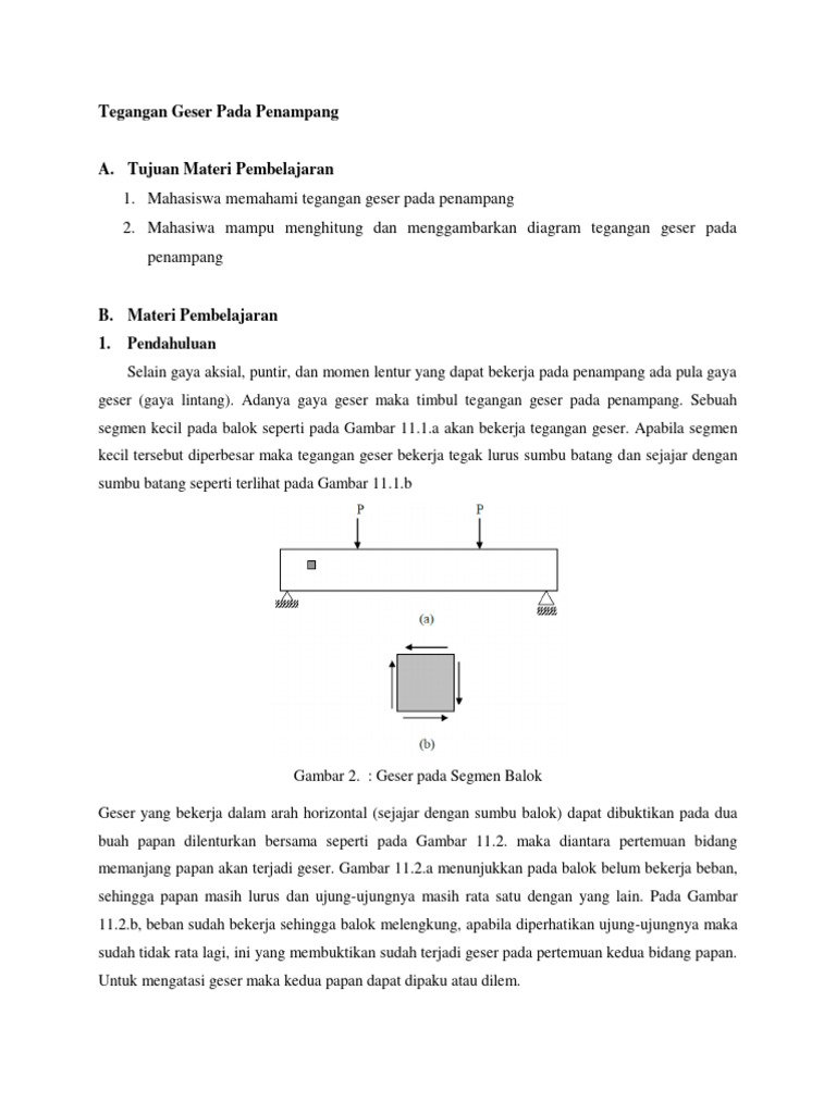 Pert. 12 Dan 13 Tegangan Geser Pada Penampang | PDF | Metode & Bahan Ajar