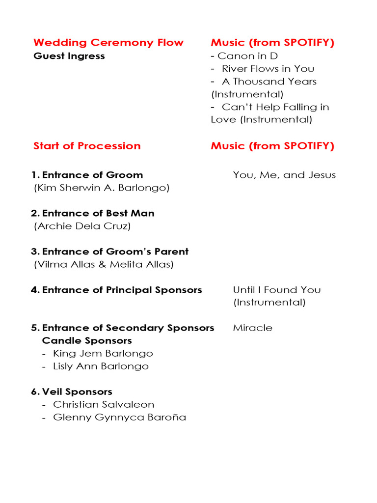 Wedding Ceremony Procession Guide | PDF