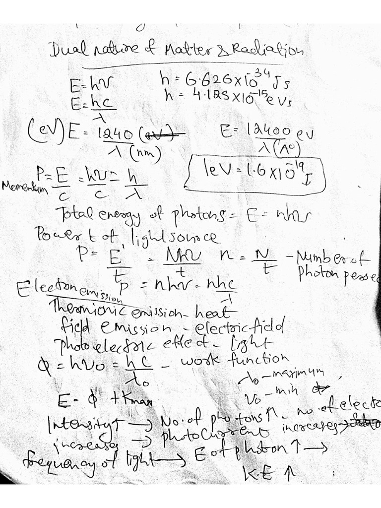 Dual Nature of Matter Quick Note | PDF