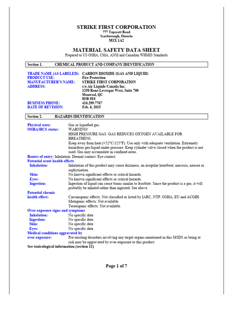 Co2 MSDS | Download Free PDF | Valve | Personal Protective Equipment