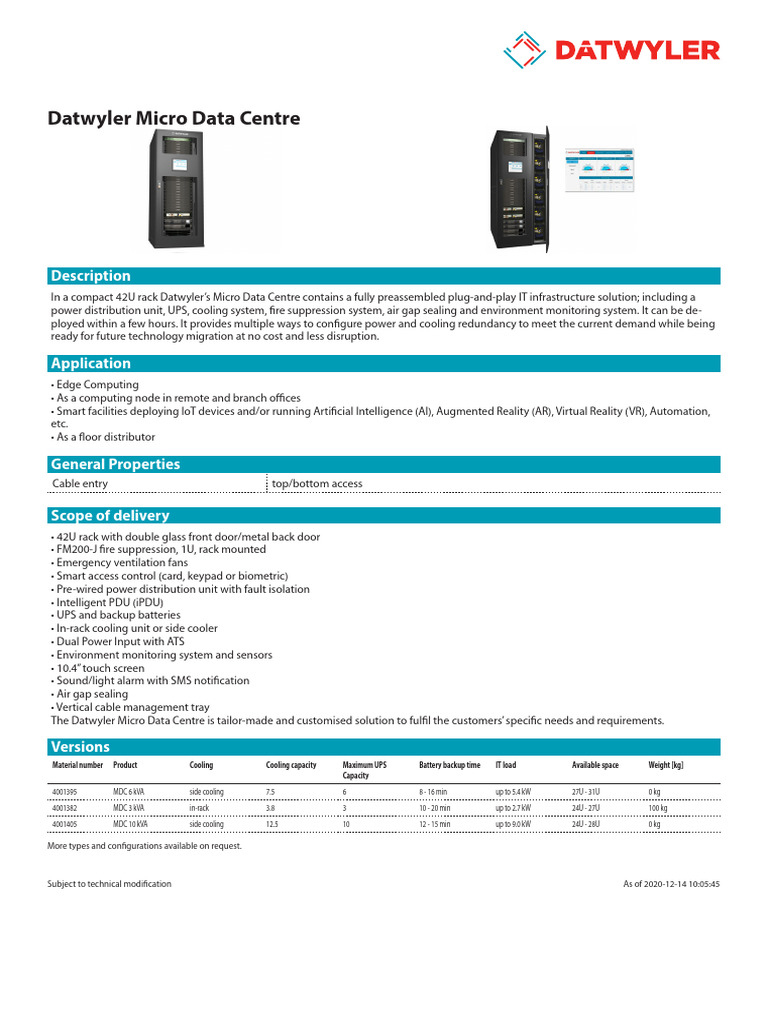 Datwyler Micro Data Centre Configurations | PDF