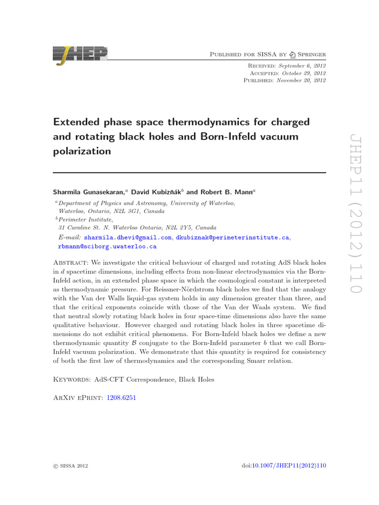 Extended Phase Space Thermodynamics For Charged and Rotating Black ...
