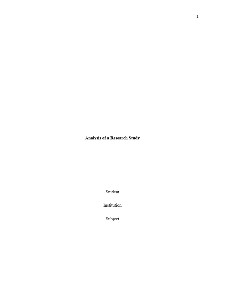 Analysis of A Research Study | PDF