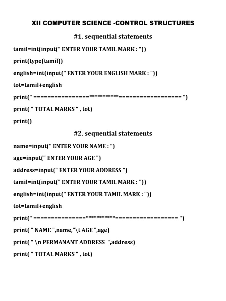 Control Structure | PDF | Computing | Computer Programming Control Structure | PDF | Computing | Computer Programming