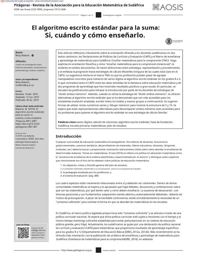 El Algoritmo Estándar para La Suma | PDF | Enseñando | Plan de estudios