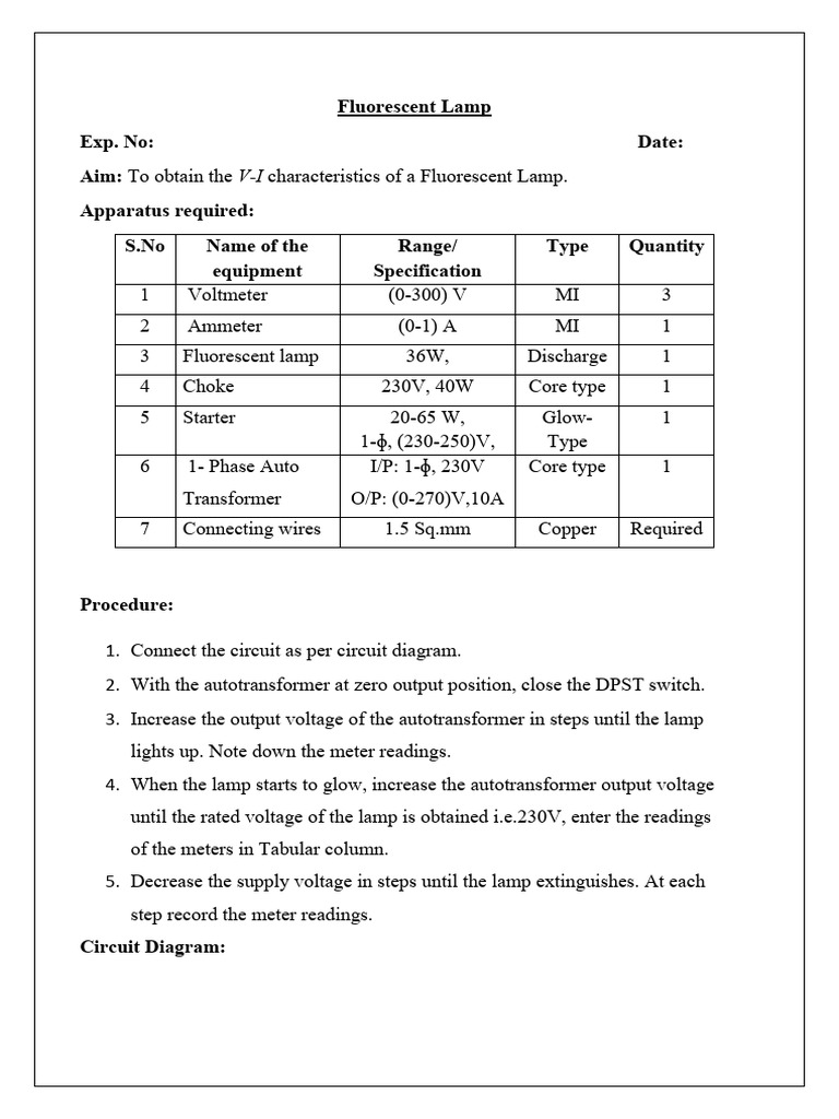 Fluorescent Lamp | PDF