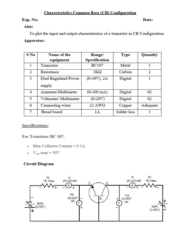 CB Configuration | PDF | Bipolar Junction Transistor | Transistor