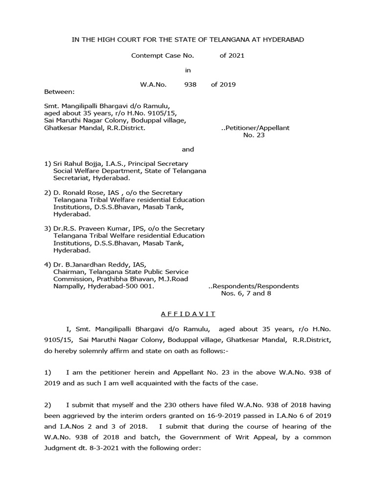 Contempt Case Added With RS PRAVEEN KUMAR | PDF | Contempt Of Court ...