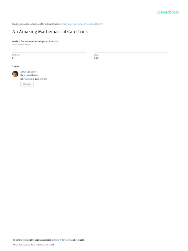 Mathematical Card Trick Explained | PDF | Tabletop Games | Gaming