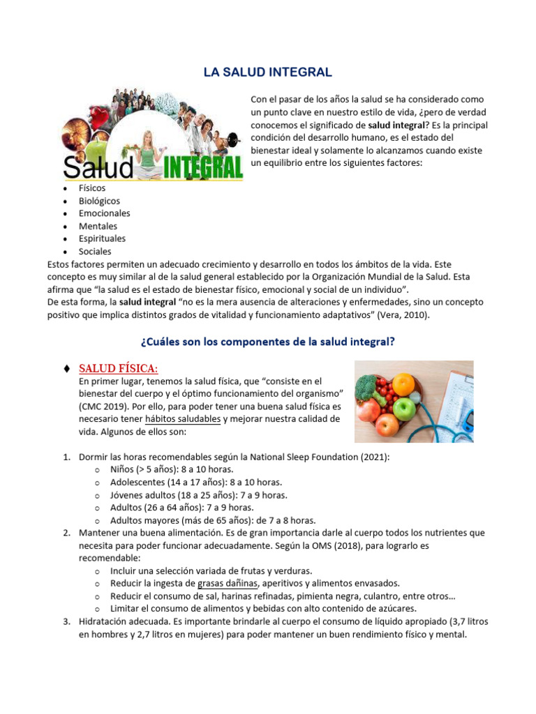 La Salud Integral | PDF | Alimentos | Nutrición