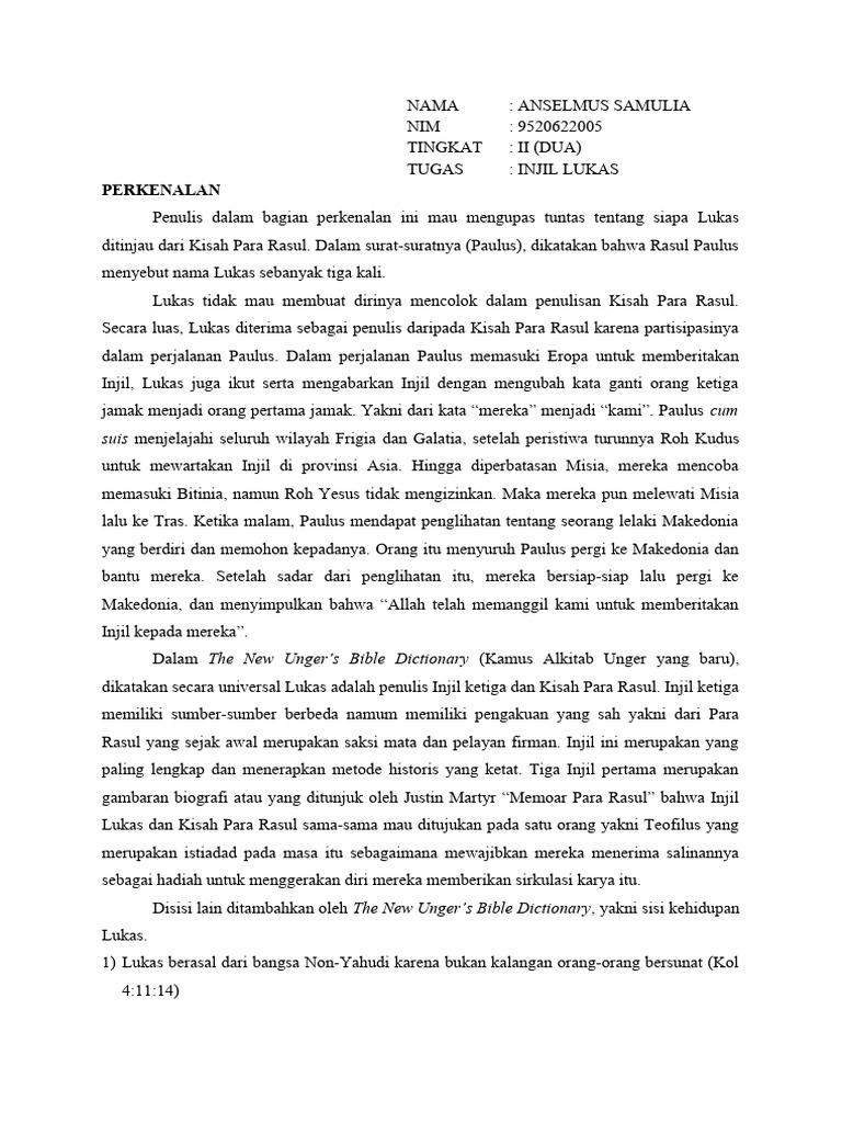 Anselmus Samulia - Injil Lukas-1 | PDF