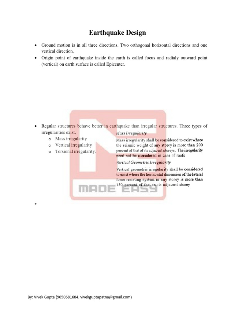 Earthquake Design Principles and Guidelines | PDF | Earthquakes ...